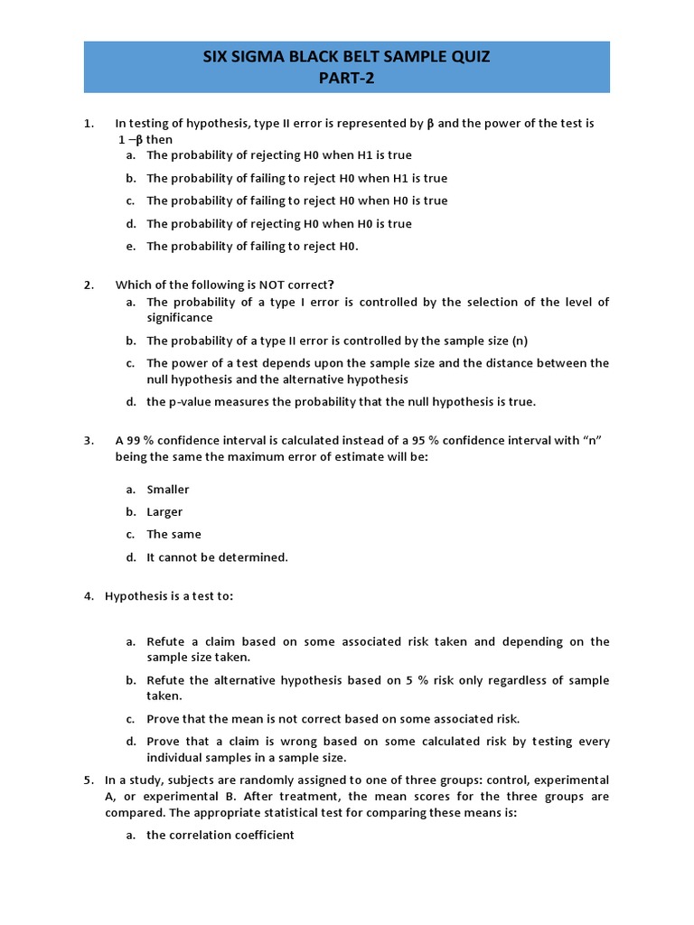 Sample Exam Part-2 (Analysis Phase) | PDF | Statistical Hypothesis ...