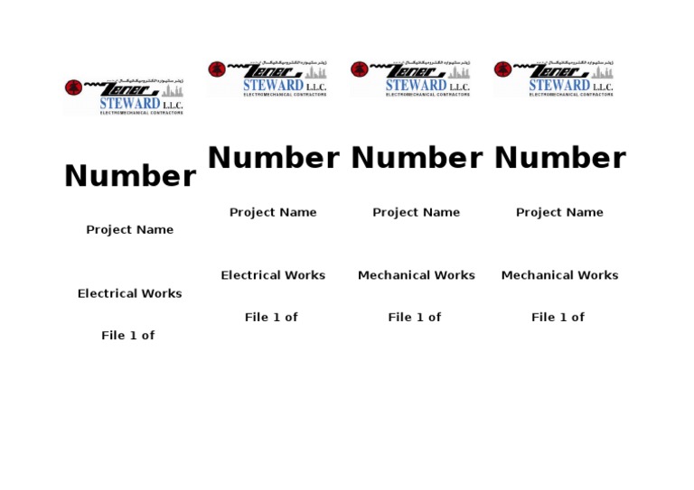 Number Number Number Number: Project Name Project Name Project Name ...