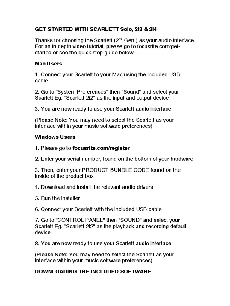 Gettingstarted Solo 2i2 2i4english | PDF