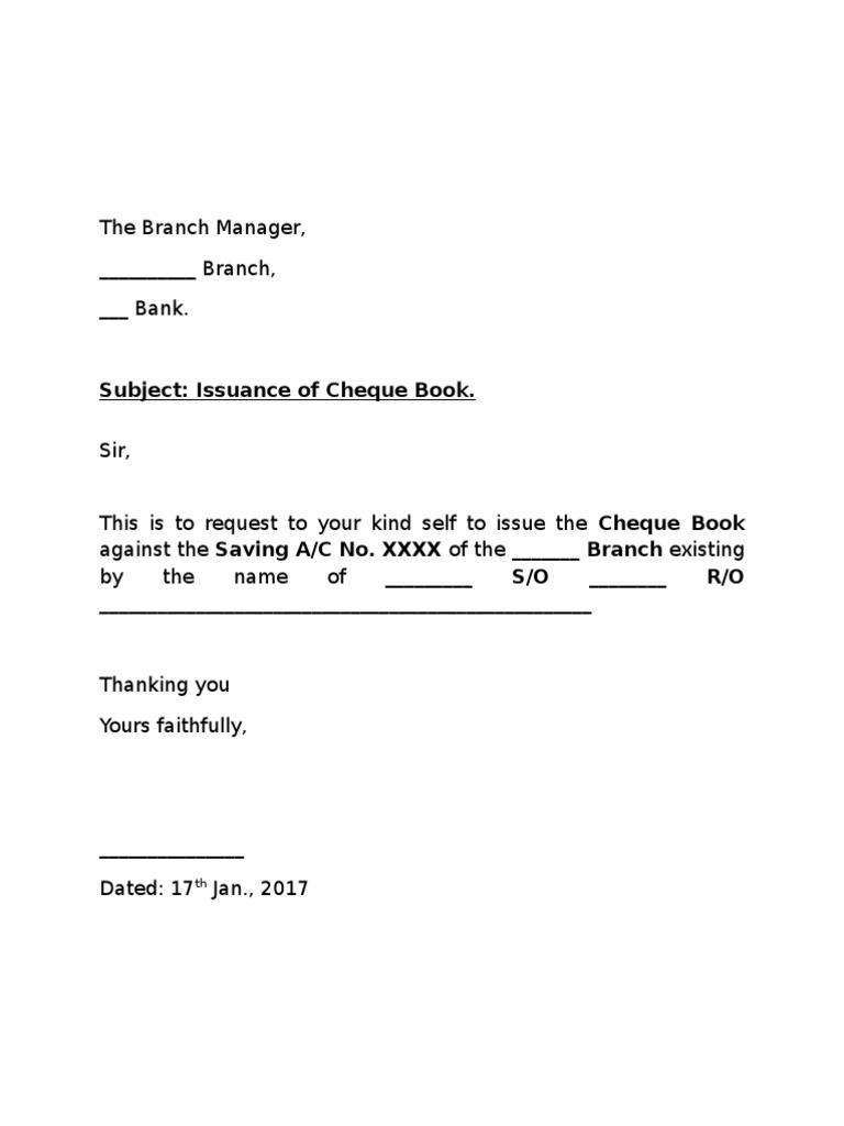 Subject: Issuance of Cheque Book | PDF