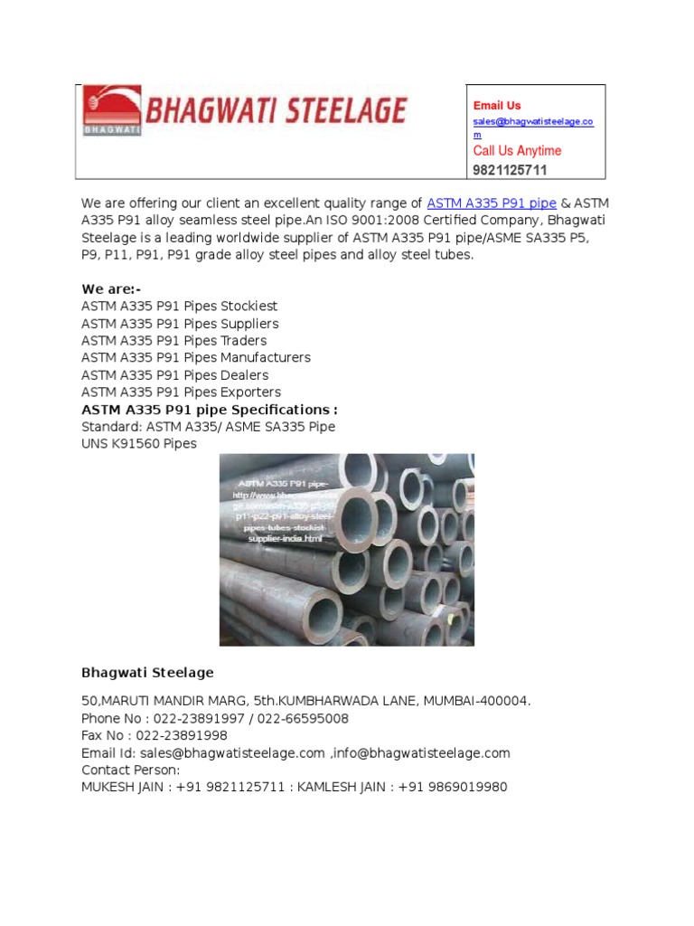 Astm A335 p91 Pipe | PDF