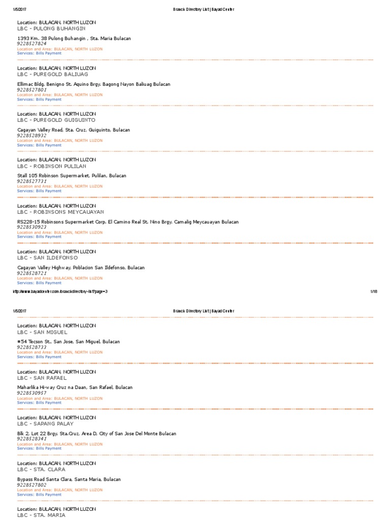 LBC Branch Directory List | PDF | Business