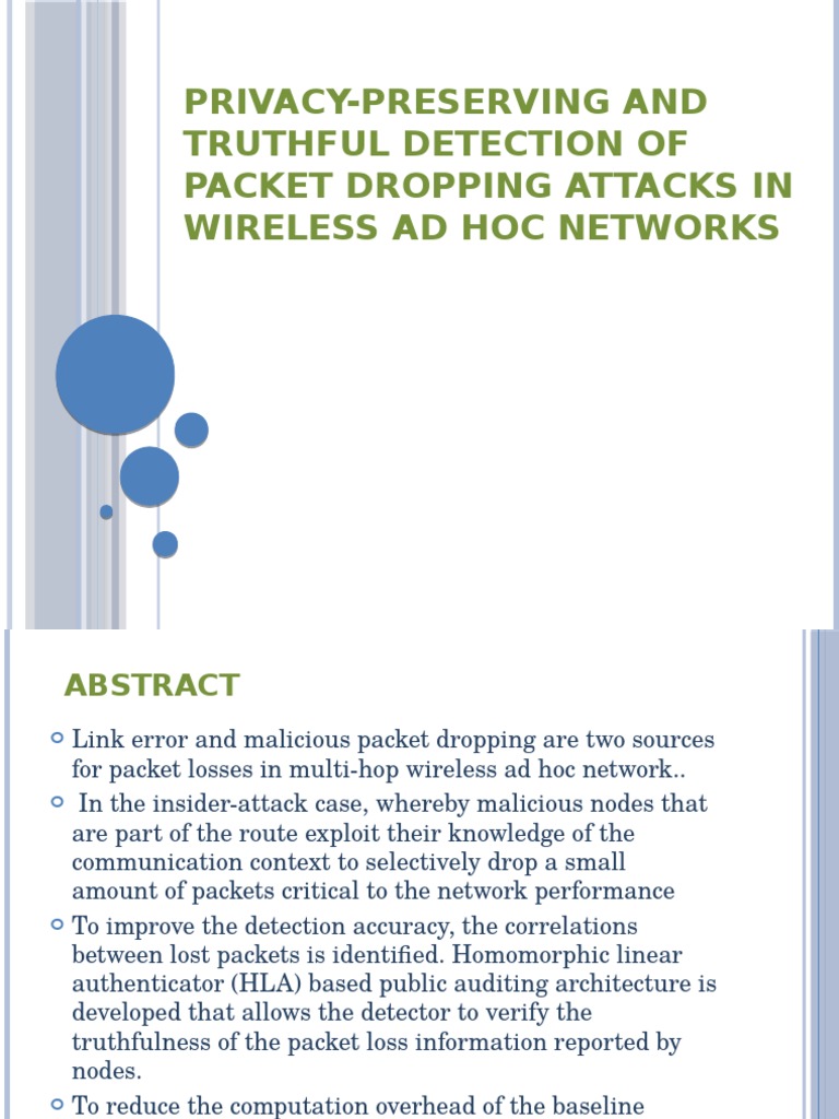 Privacy Preserving And Truthful Detection Of Packet Dropping Attacks Download Free Pdf