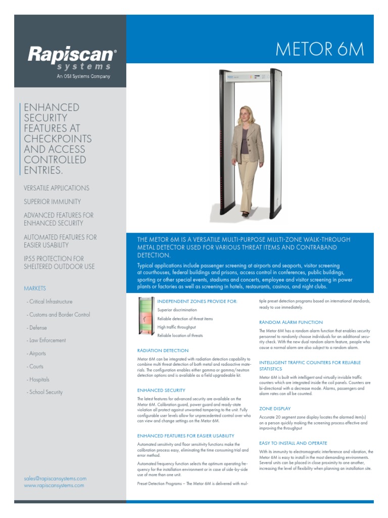 10683_Metor 6M Datasheet | Metal Detector | Access Control