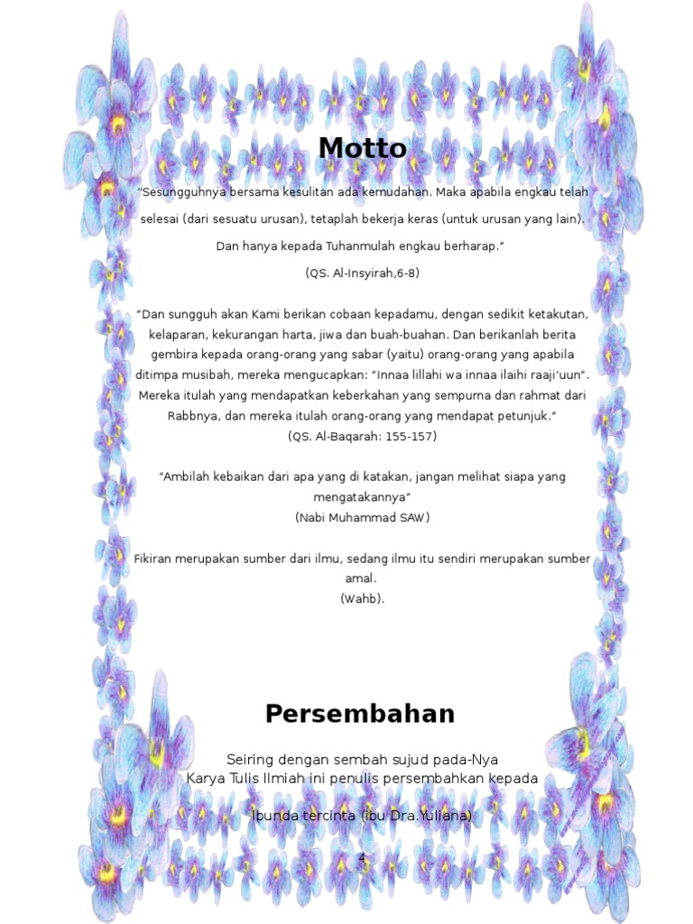 Contoh Motto Dan Persembahan KTI | PDF