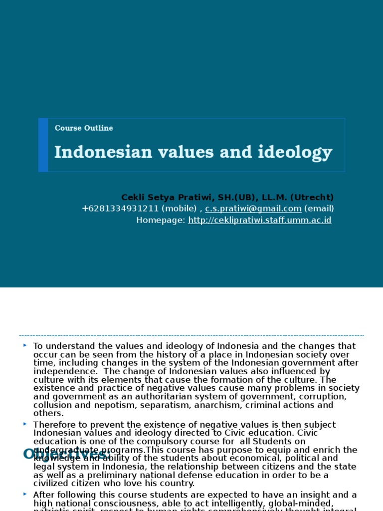 Indonesian Values and Ideology: Course Outline | PDF | Indonesia ...
