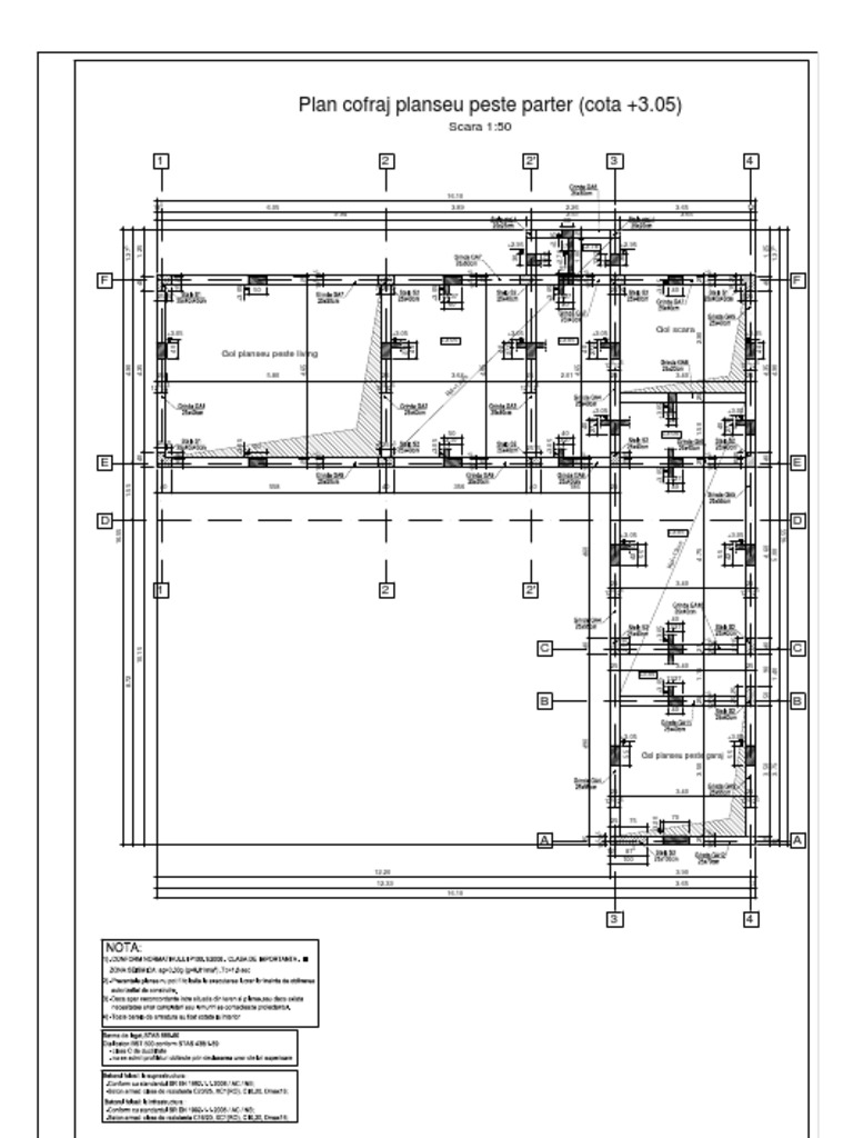 Plan Cofraj Planseu Peste Parter (Cota +3.05) | PDF