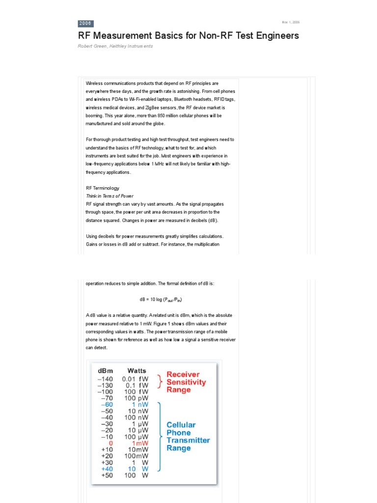 RF Measurement Basics For Non-RF Test Engineers | PDF | Transmission ...