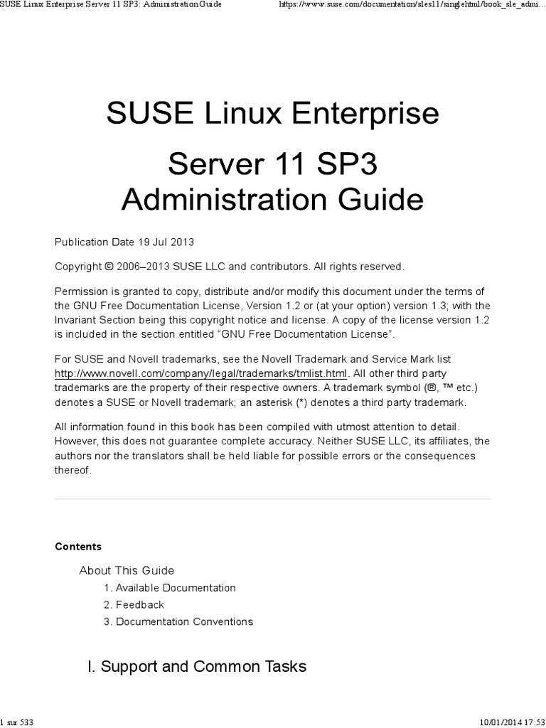 SUSE Linux Enterprise Server 11 SP3 Administration Guide PDF | PDF ...