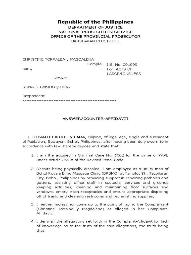 Counter Affidavit | PDF | Affidavit | Criminal Law Counter Affidavit | PDF | Affidavit | Criminal Law