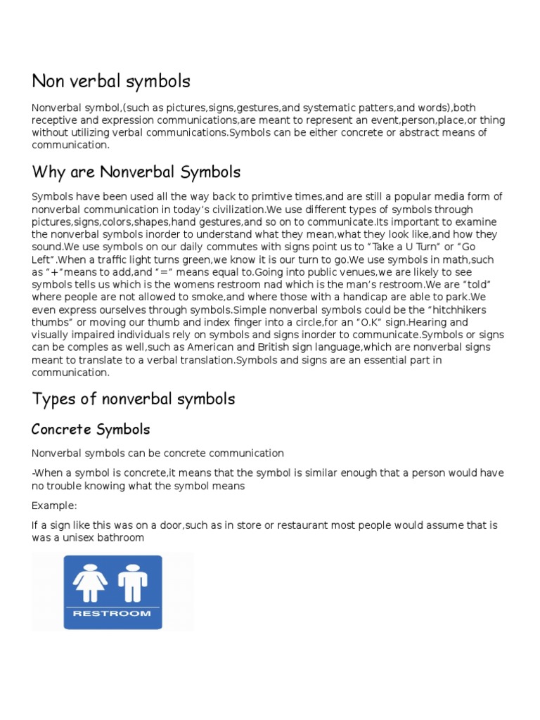 Non Verbal Symbols | PDF | Nonverbal Communication | Symbols