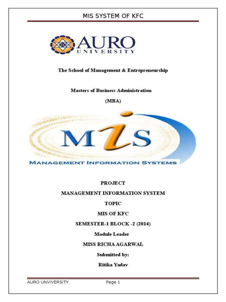 Management Information System KFC | PDF | Management Information System ...