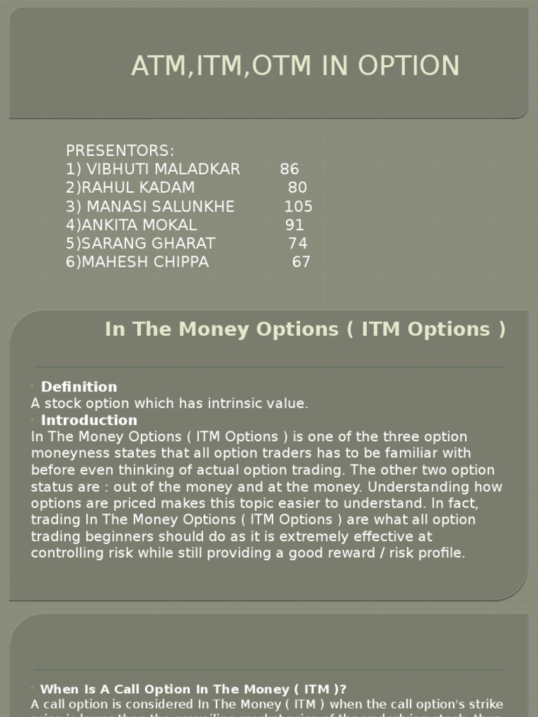 Understanding ITM, ATM, OTM Options | PDF