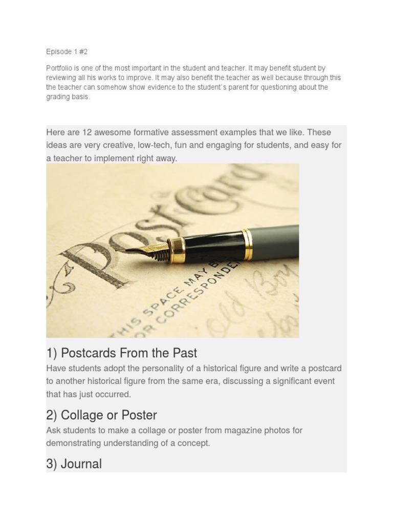12 Creative Formative Assessment Ideas | PDF | Educational Assessment ...