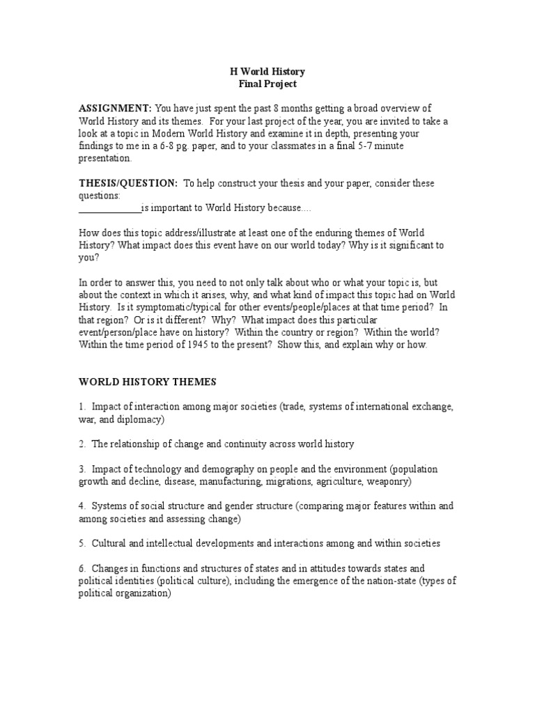 AP World History Final Project Guide | PDF | Thesis | Citation