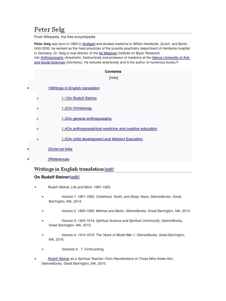 Peter Selg | PDF | Rudolf Steiner | Religious Behaviour And Experience