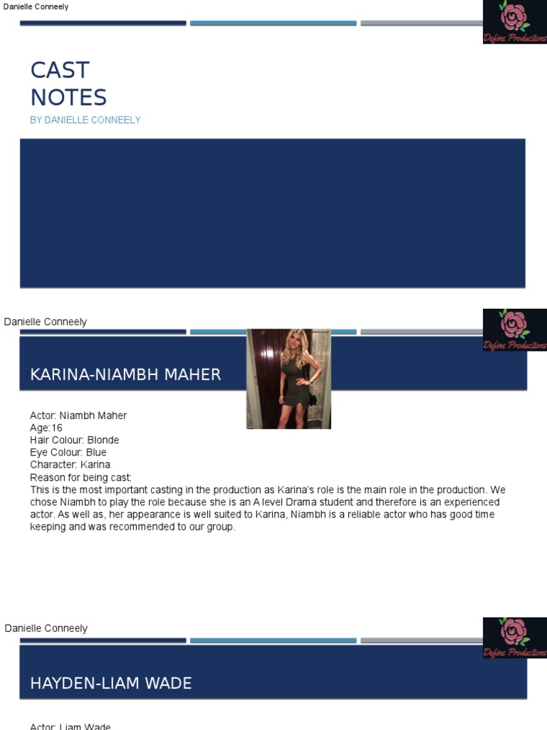 Cast Notes: by Danielle Conneely | PDF