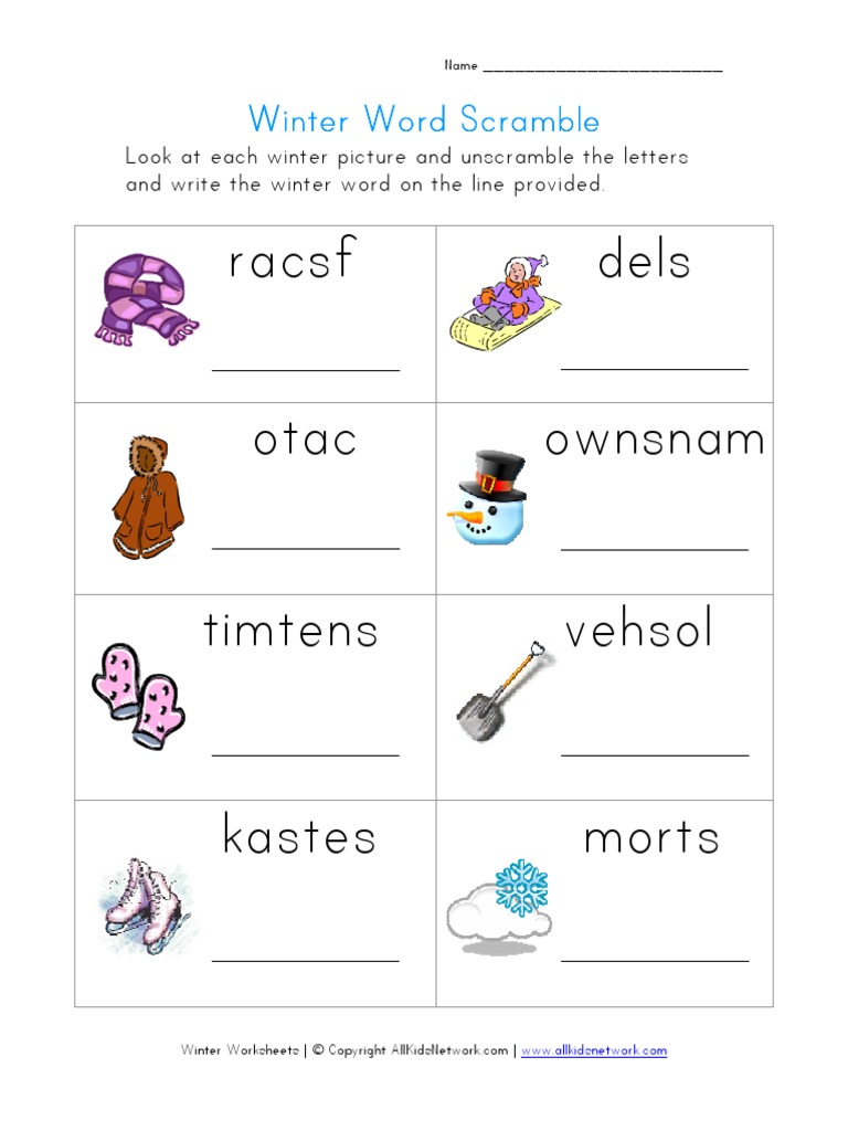 Winter Word Scramble | PDF