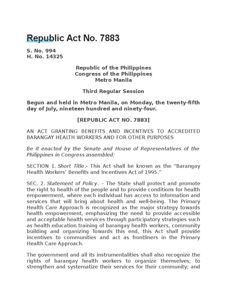 Ra 7883 | PDF | Health Professional | Empowerment