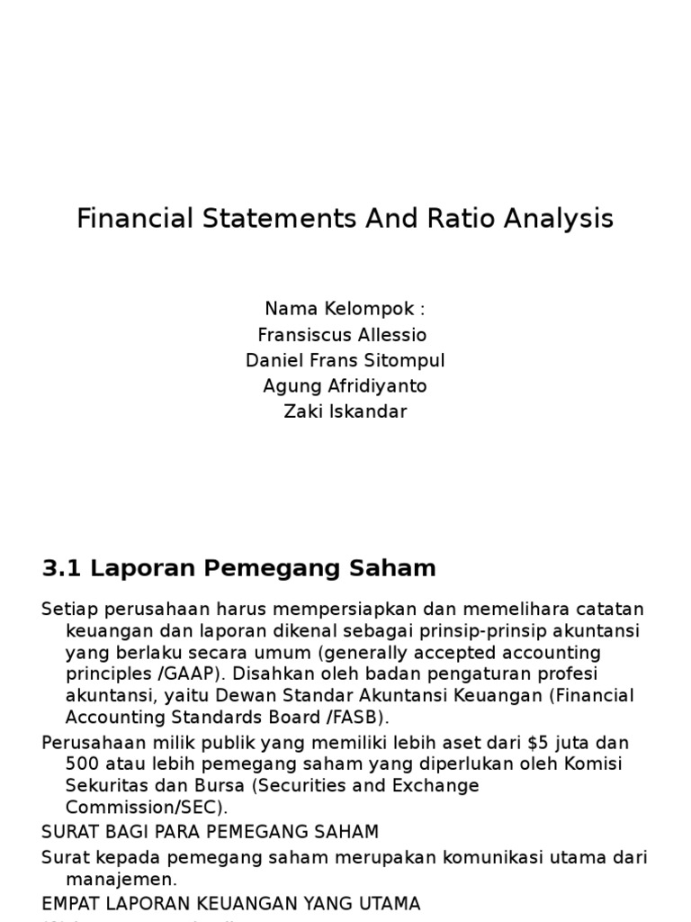 CH. 3 Financial Statements and Ratio Analysis | PDF