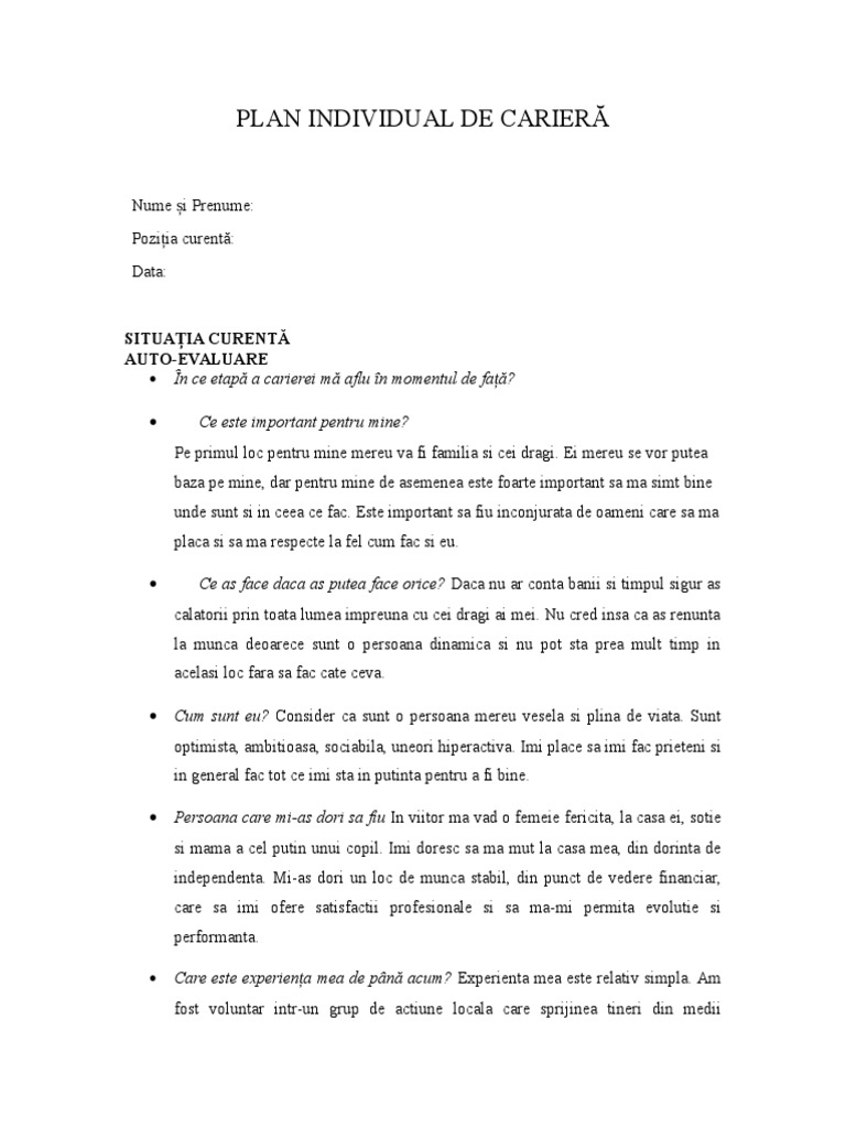 Plan Cariera | PDF