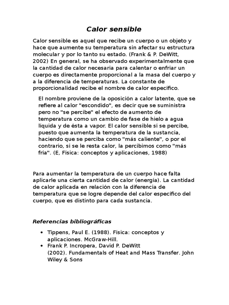 Calor Sensible y Calor Latente | PDF | Calor latente | Calor