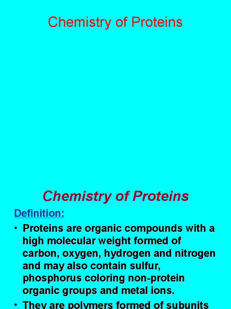 Overview of Protein Chemistry | PDF | Wellness | Science & Mathematics