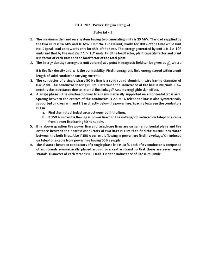 ELL303 Tutorial 1 | PDF