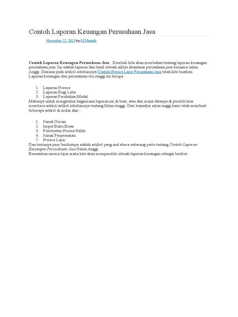 Laporan Keuangan Salon Anggi | PDF | Pengelolaan Keuangan & Uang