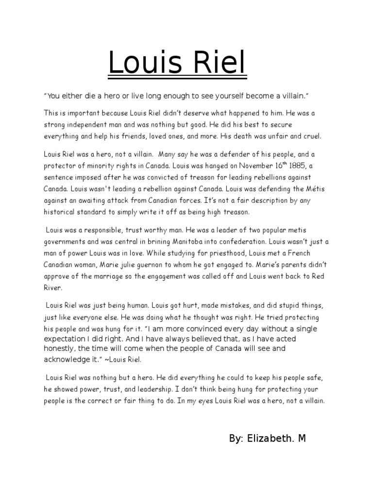 Louis Riel: Hero of the Métis People | PDF