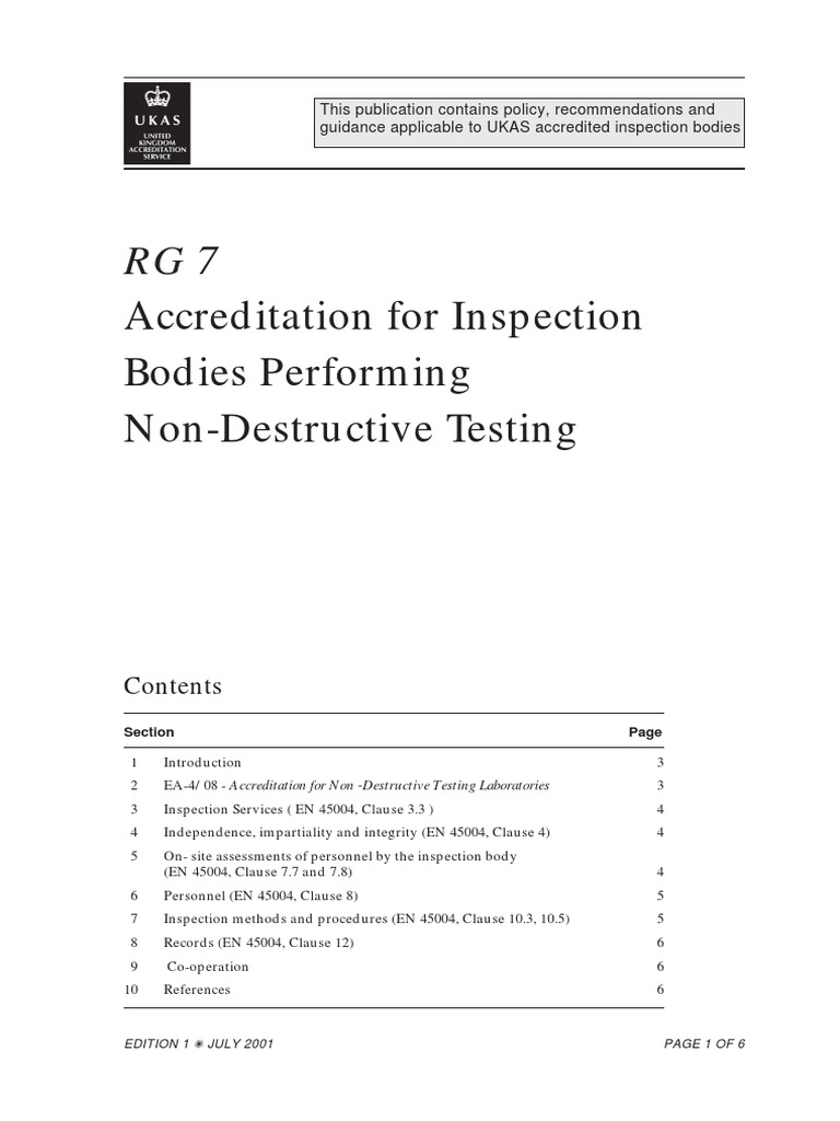 Accreditation For Inspection Bodies Performing NDT - United Kingdom ...