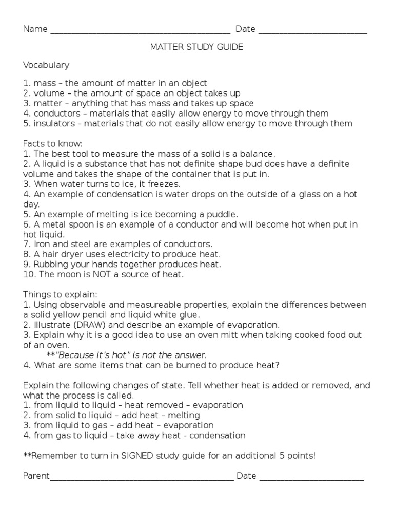 Matter Study Guide | PDF