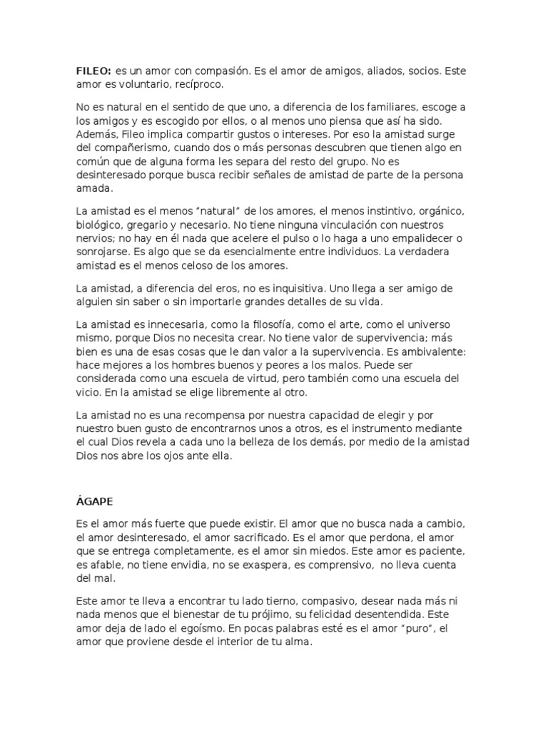 Amor Agape, Fileo y Eros | PDF | Amor | Science