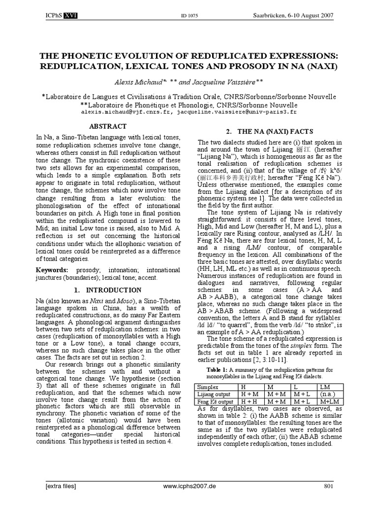 The Phonetic Evolution of Reduplicated Expressions: Reduplication ...