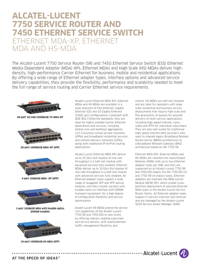 7750 SR and 7450 ESS Ethernet MDA en DataSheet | PDF | Ethernet ...