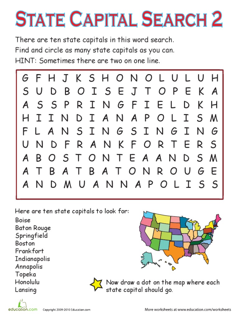 State Capital Word Search Puzzle | PDF | Social Science