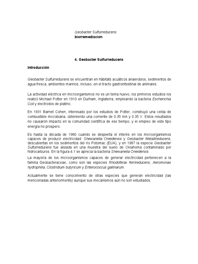 Geobacter Sulfurreducens | PDF | Pila de combustible | Citocromo