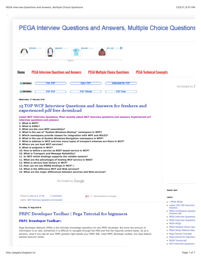 PEGA Interview Questions and Answers, Multiple Choice Questions | PDF | Windows Communication ...