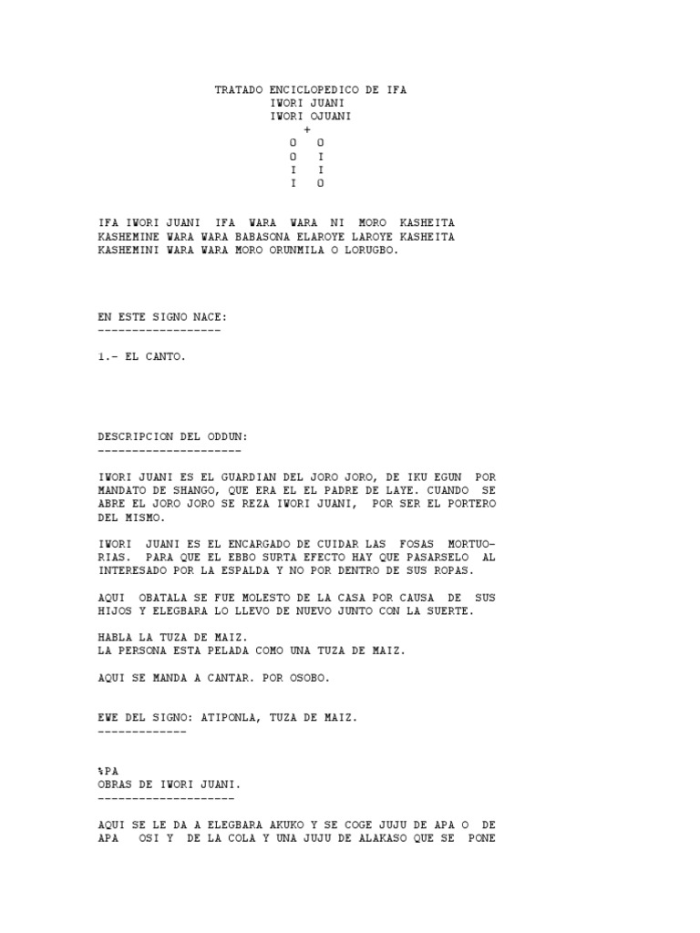Iwori Ojuani Completo | PDF | Santeria | Religión y creencia