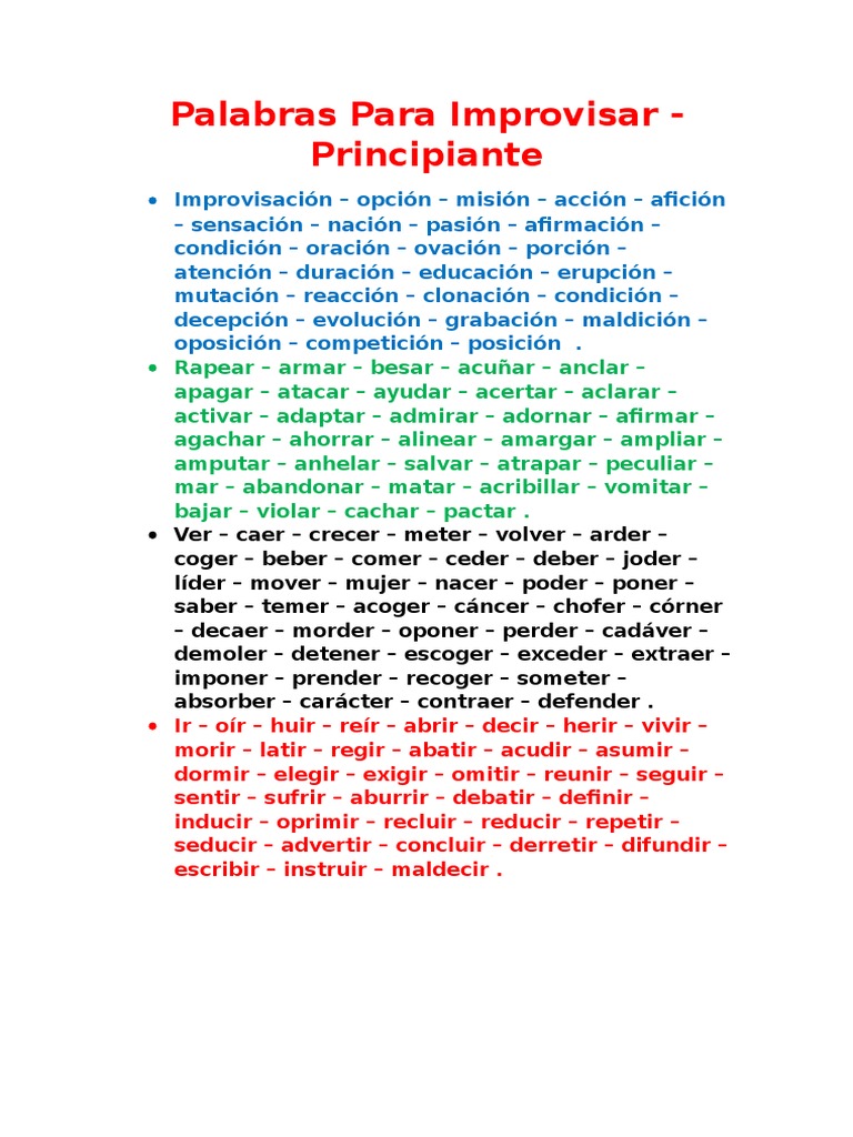 Palabras para Improvisar | PDF