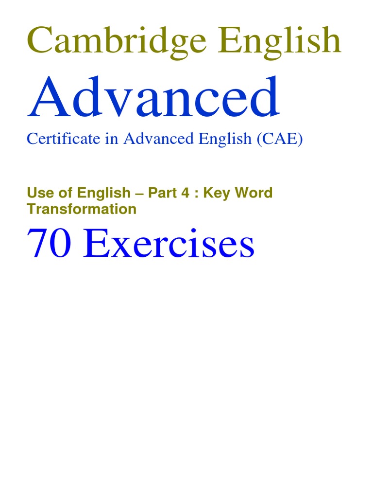 CAE Use of English 70 Exercises With Answers | PDF