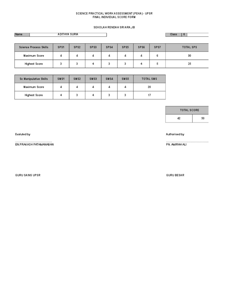 Final Score Form | PDF