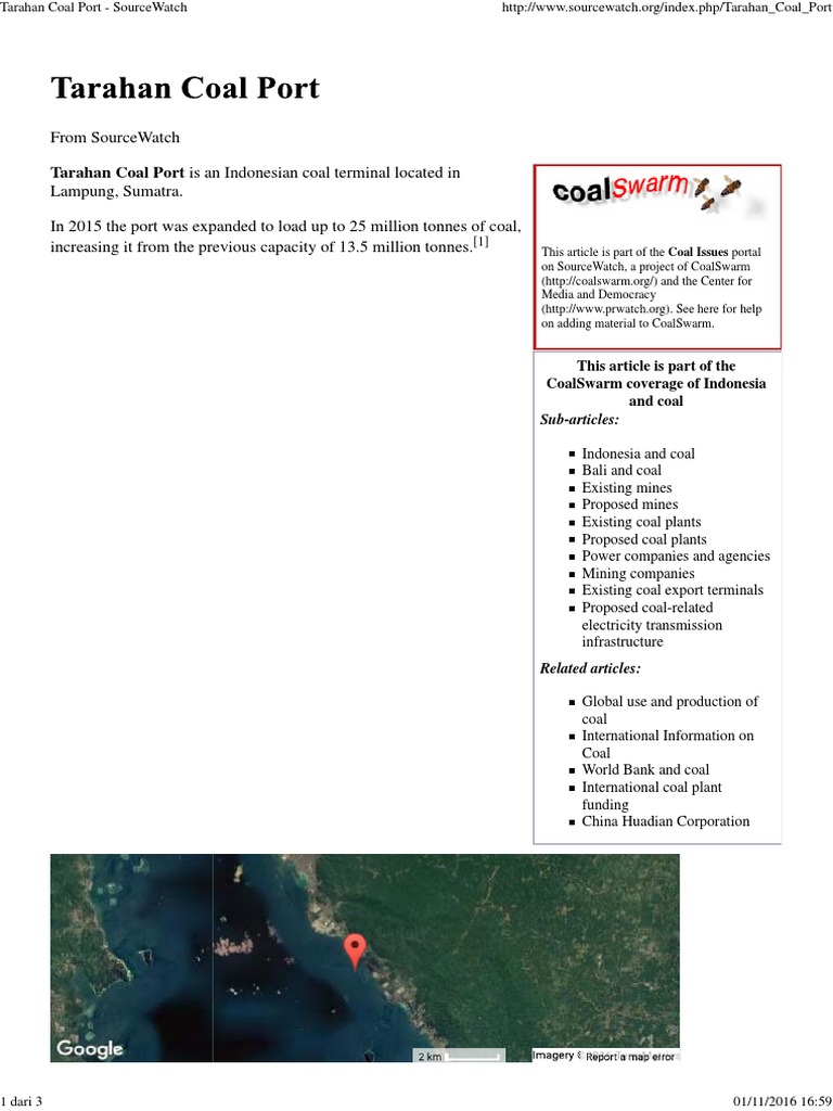 Tarahan Coal Port - SourceWatch | PDF | Indonesia | Coal