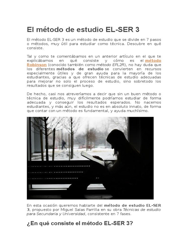 El Método de Estudio EL SE3R | PDF | Lectura (proceso) | Memoria