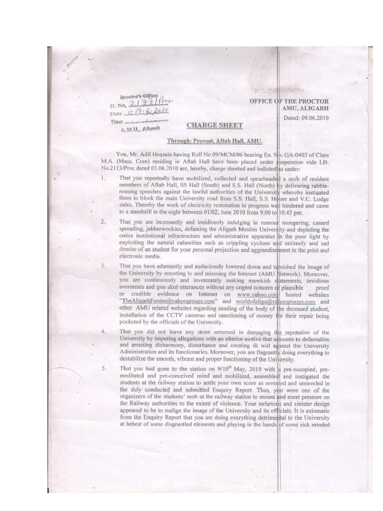 Charge Sheet & Reply-2nd | PDF