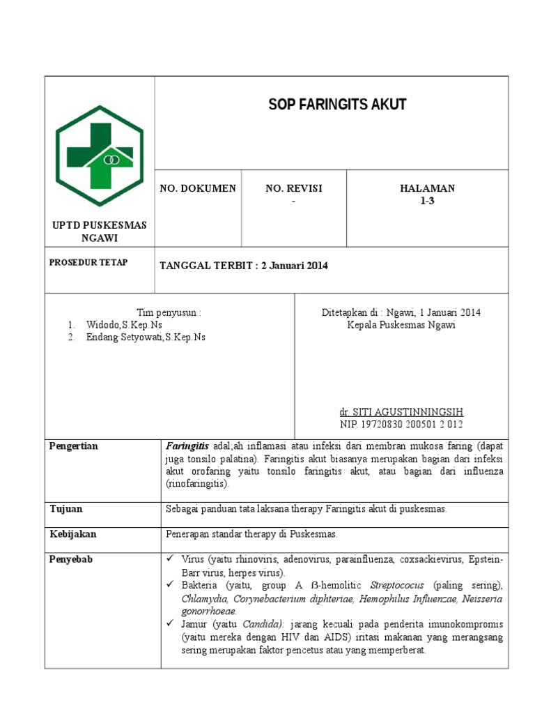 Sop Faringitis Akut | PDF