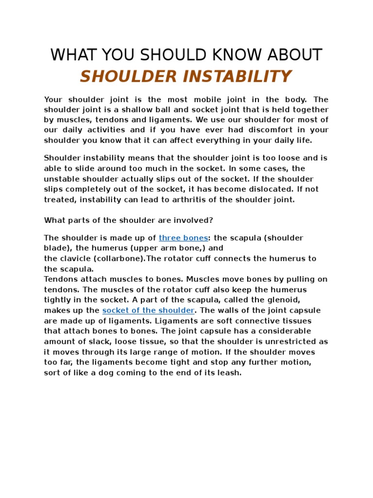 What You Should Know About Shoulder Instability | PDF | Shoulder ...