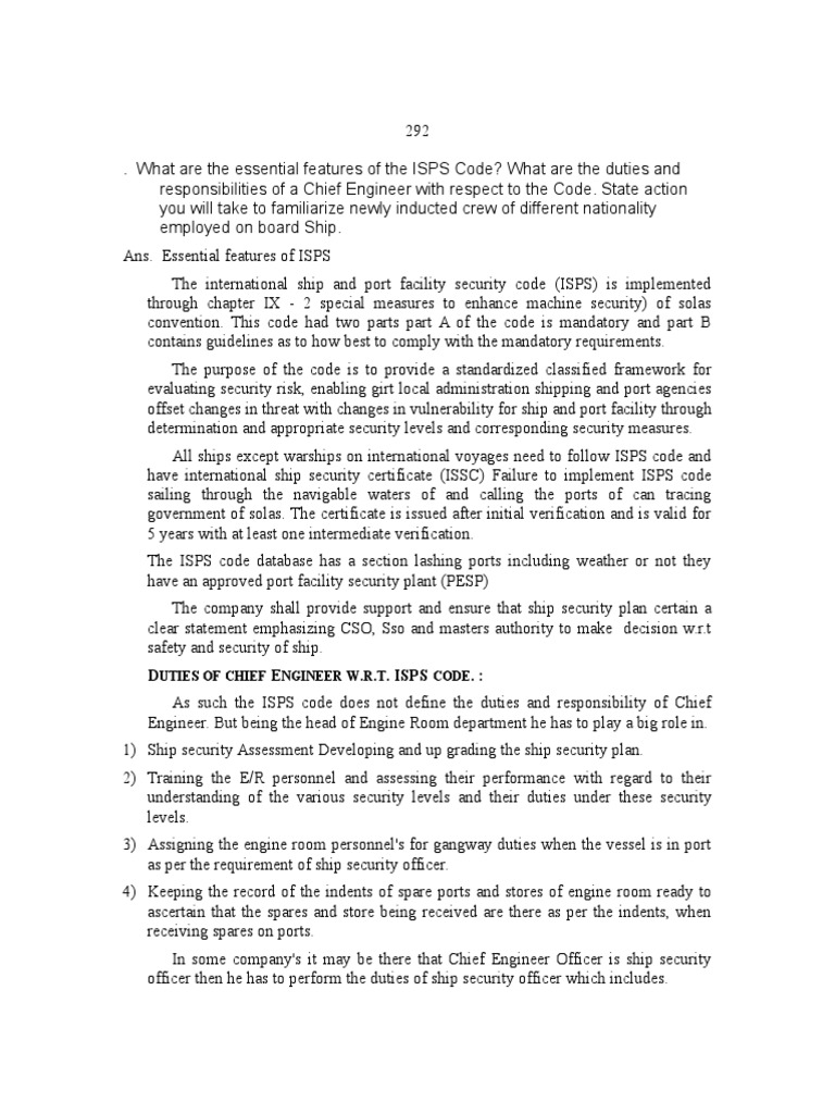 Essential Features of ISPS Code - As CE Duties and Responsibilities ...