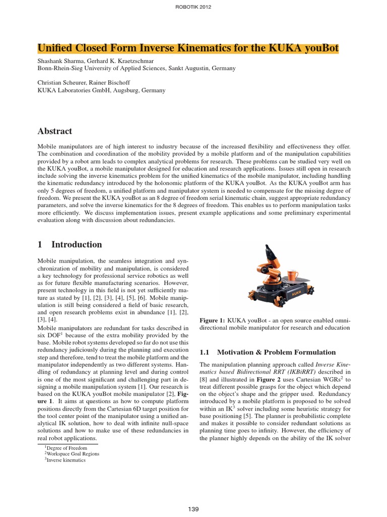 Inverse Kinematics Of Kuka Youbot Pdf Cartesian Coordinate System Euclidean Vector