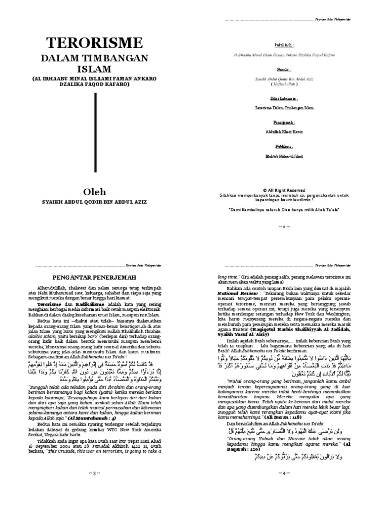 Abdul Qadir Bin Abdul Aziz - Terorisme Dalam Timbangan Islam (Al-Irhab ...